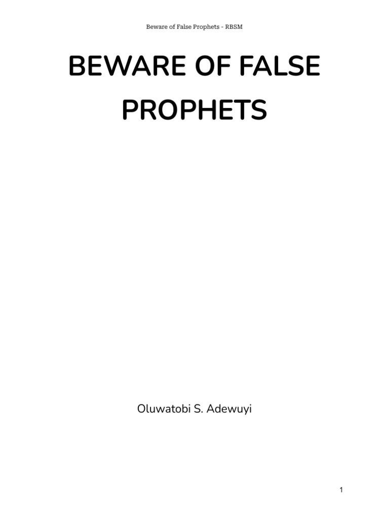 Beware Of False Prophets Pdf Prophet Jesus