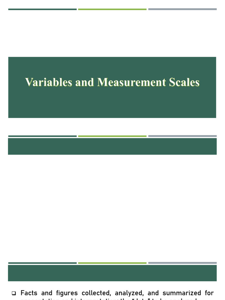 Week 2.1 Variables and Measurement Scales | PDF | Level Of Measurement ...