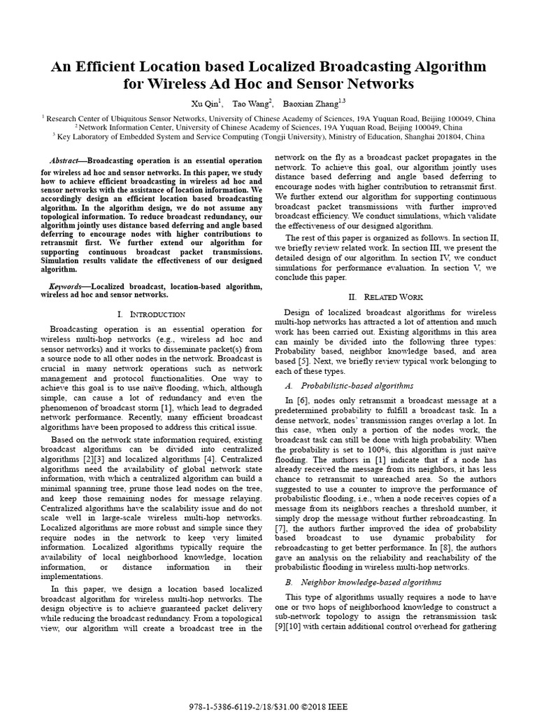 2022 An Efficient Location based Localized Broadcasting Algorithm | PDF | Wireless Ad Hoc ...