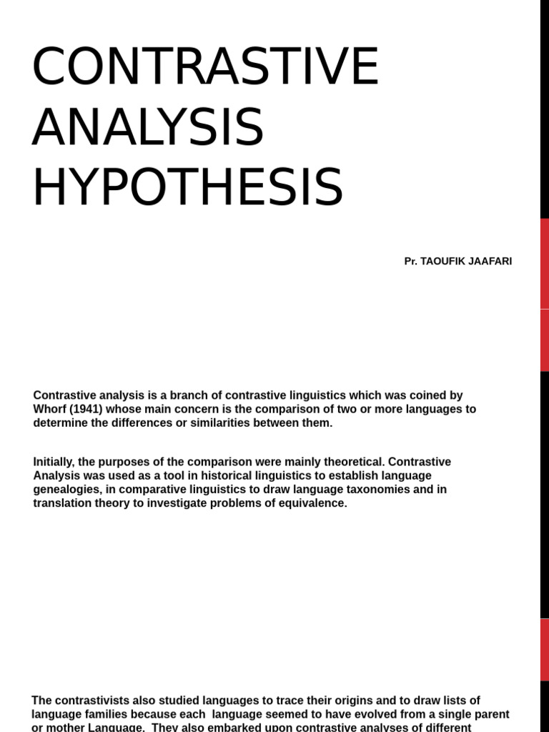 Contrastive Analysis Hypothesis Powerpoint | PDF | English Language ...
