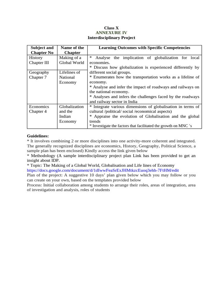 Interdisciplinary Project on Globalization | PDF