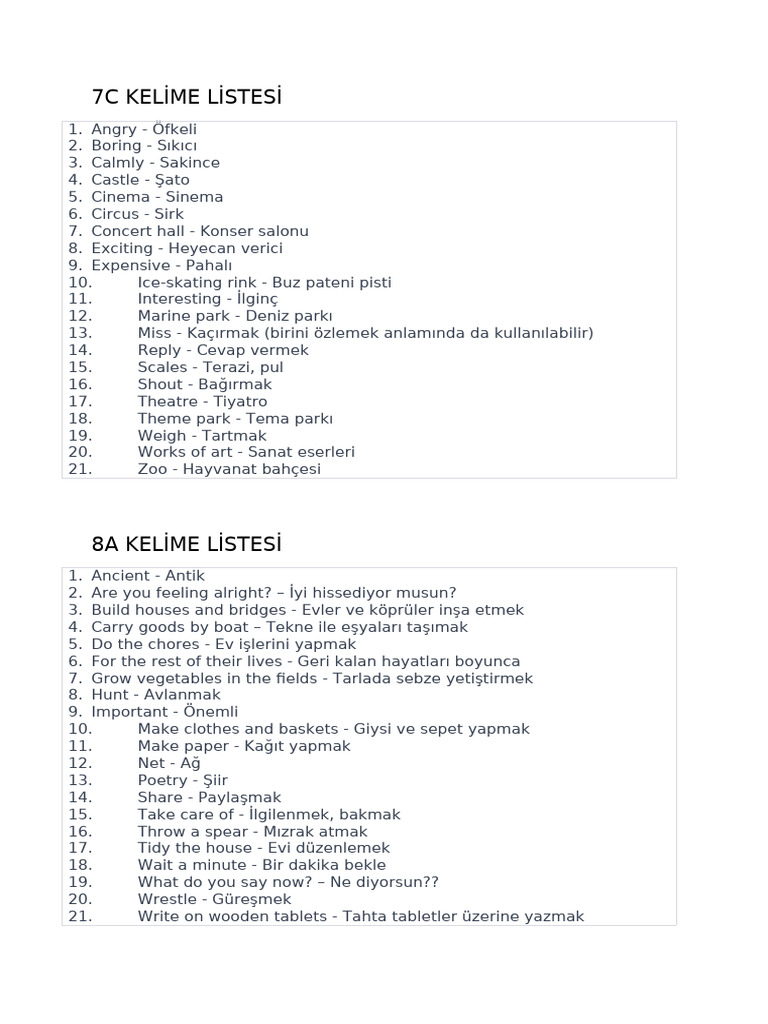 Word List | PDF