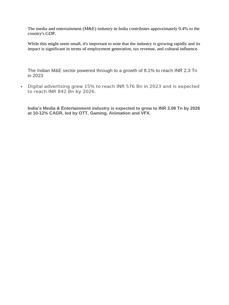 The Media and Entertainment | PDF