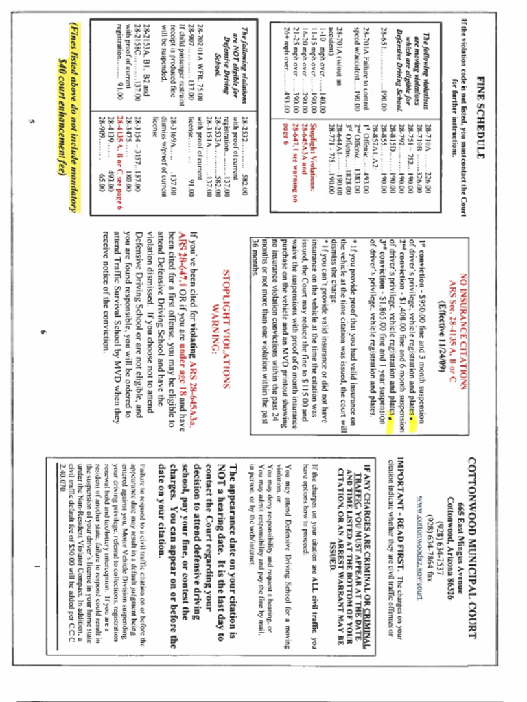 Civil Traffic Bond Schedule | PDF