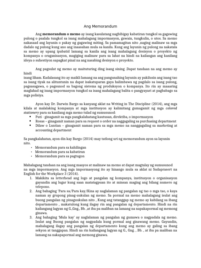 Ang Memorandum | PDF
