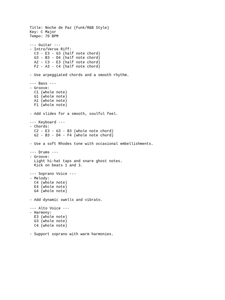 Noche de Paz Funk RNB Style | PDF