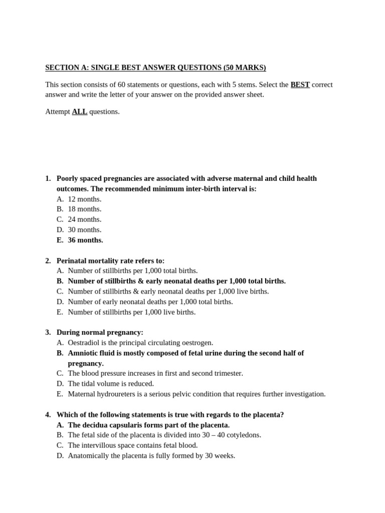 OBG 710 EOY Theory - Jun 2022 | PDF | Childbirth | Caesarean Section
