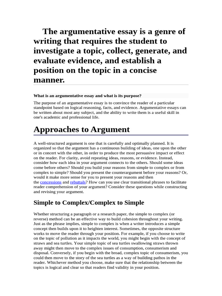 Guide to Writing Argumentative Essays | PDF | Essays | Reason