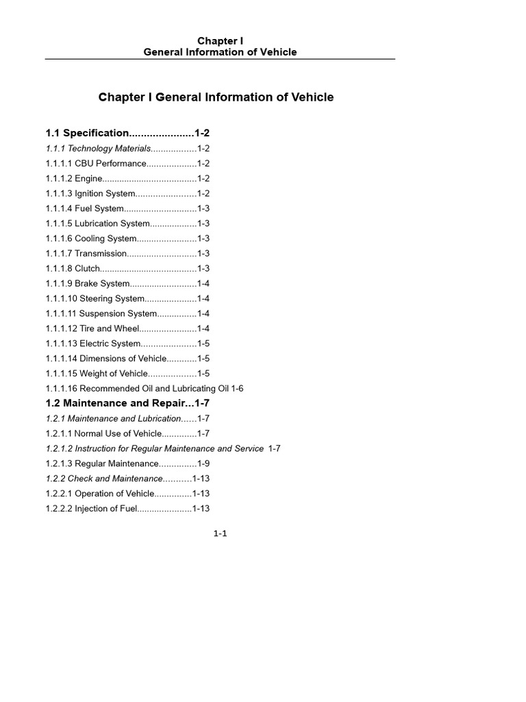 DFSK C31 Chapter 1 | PDF | Diesel Engine | Brake