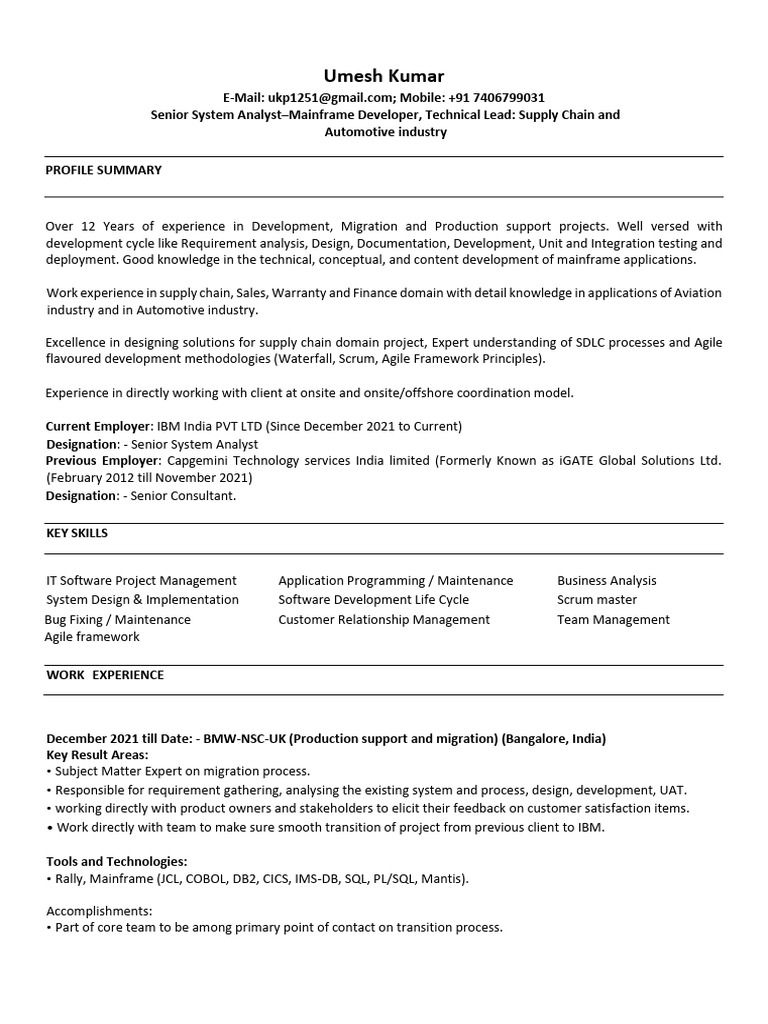 Umesh Kumar Resume | PDF | Software Development Process | Agile Software Development