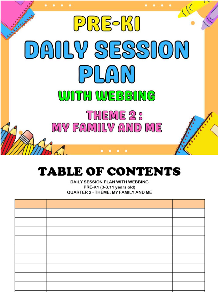 Daily Session Plan With Webbing Pre-K1 Quarter-2 | PDF | Grandparent ...