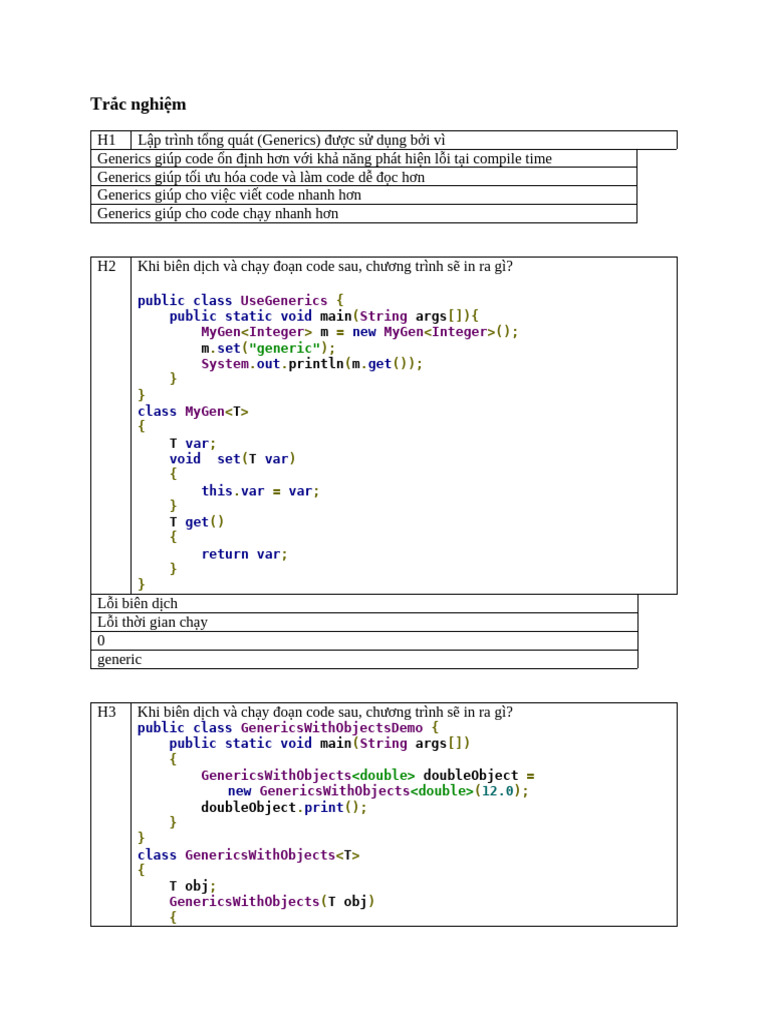 Bai10 Generics CAUHOI | PDF