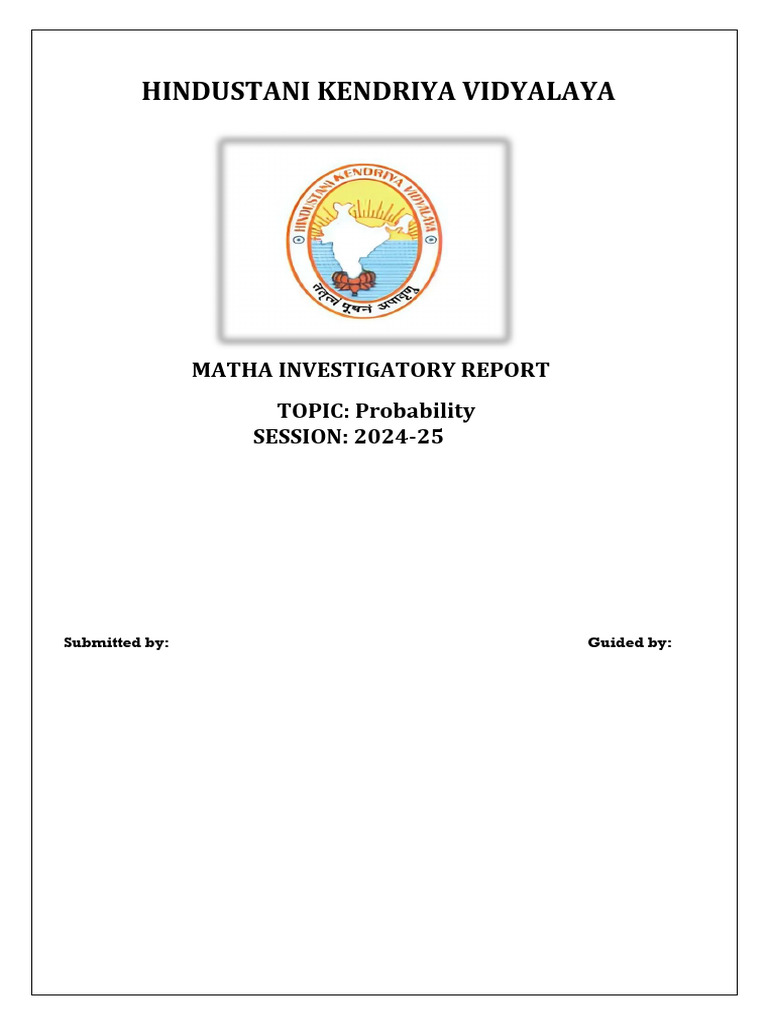 Maths Project XII Probability Final | PDF | Probability | Probability Distribution