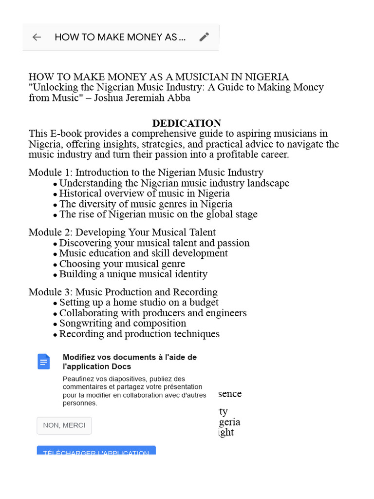How to Make Money as a Musician in Nigeria - Joshua Jeremiah Abba.docx ...