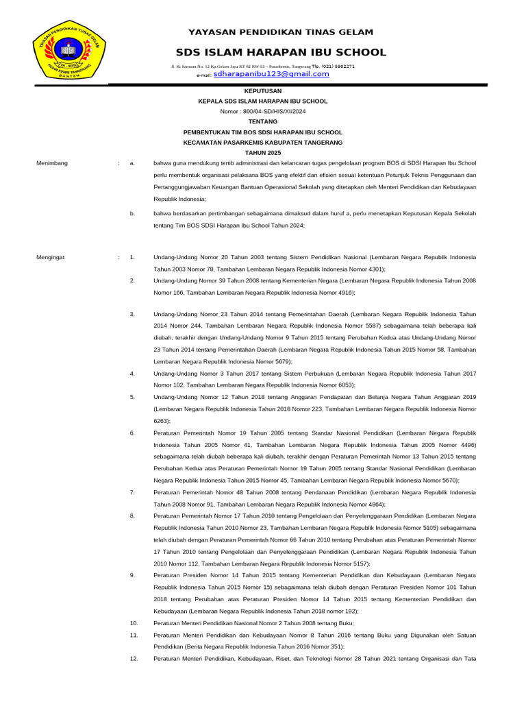 SK Tim Bos 2025 | PDF