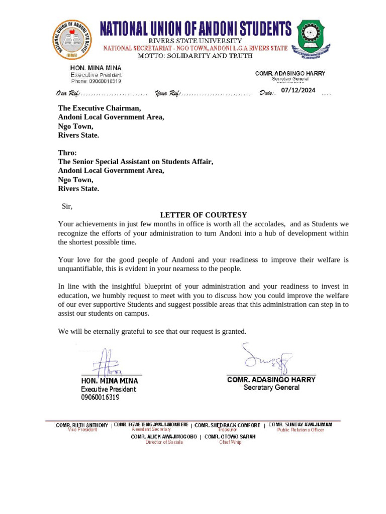 LETTER OF COURTESY 2 | PDF