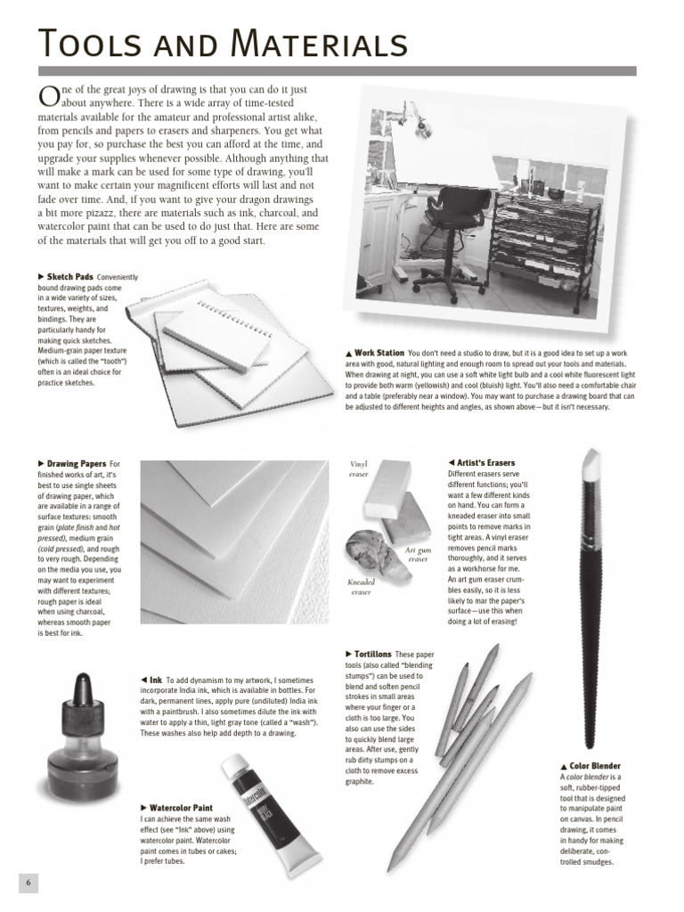 Essential Drawing Tools and Setup Guide | PDF | Drawing | Pencil