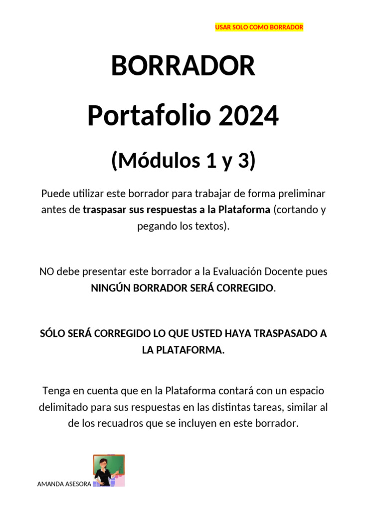 BORRADOR DE PORTAFOLIO 2024 - The Real | PDF | Aprendizaje | Evaluación