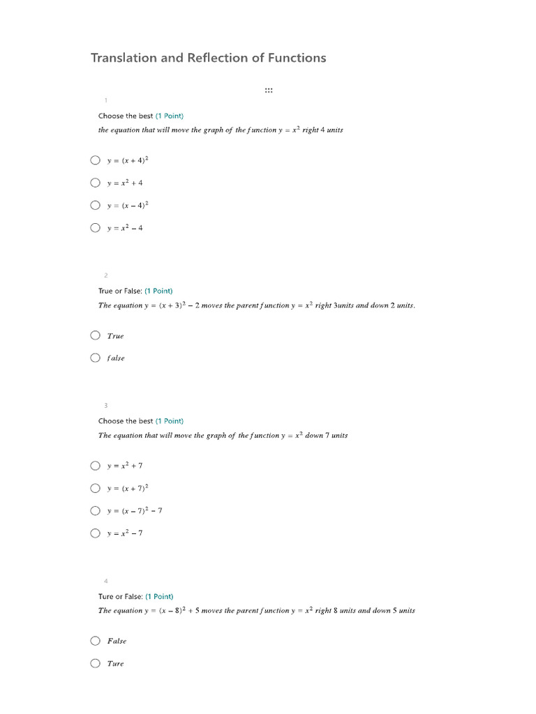 Translation and Reflection of Functions | PDF