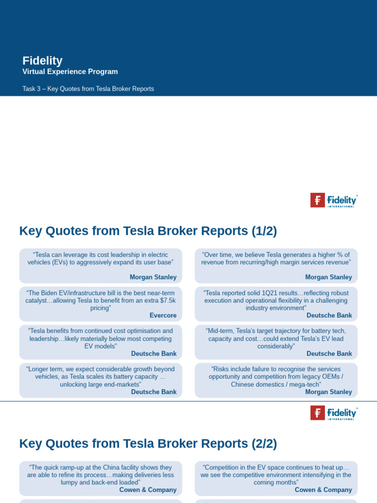 Key Insights from Tesla Broker Reports | PDF | Valuation (Finance ...