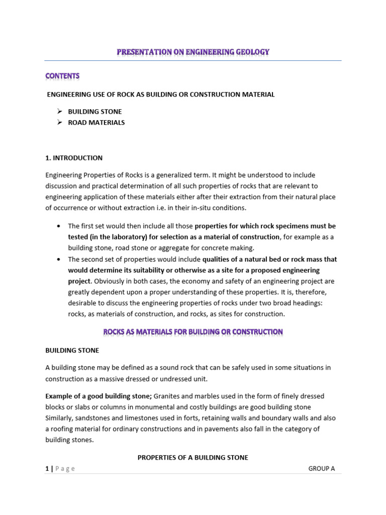 Engineering Geology Presentation | PDF | Rock (Geology) | Strength Of ...