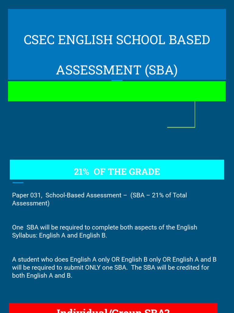 Csec English School Based Assessment (Sba) | PDF | Cognition | Learning