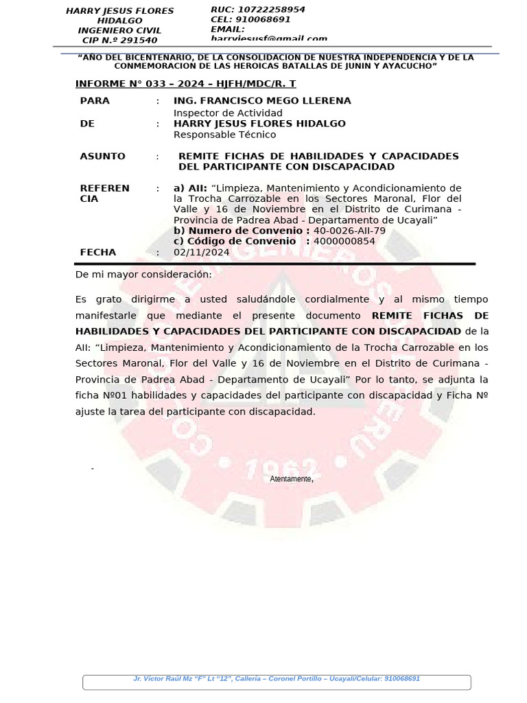 33.00 Informe #33 Remite Fichas de Habilidades y Capacidades Del ...