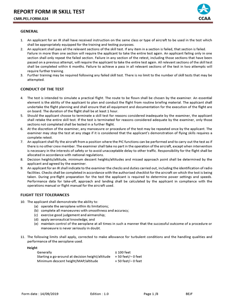 CMR - Pel.form.024 Ir Skill Test Report | PDF | Instrument Flight Rules ...