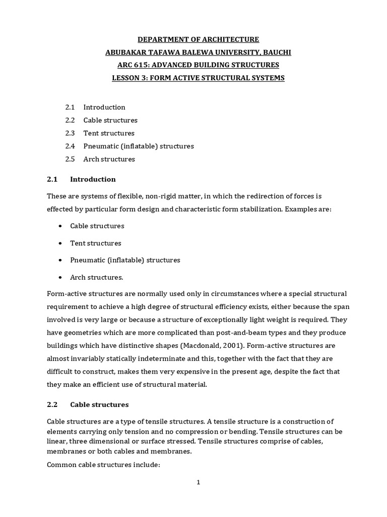 ARC 615 Advanced Building Structures Lesson 3 Form Active Structural ...