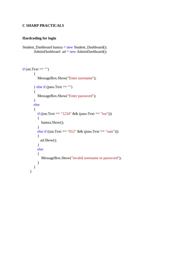 c Sharp Practicals | PDF | User (Computing) | Password c Sharp Practicals | PDF | User (Computing) | Password