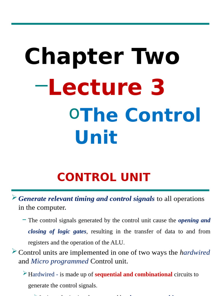 Lecture 2.3 & Lecture 3.1 The Control Unit & ISA | PDF | Central Processing Unit | Input/Output