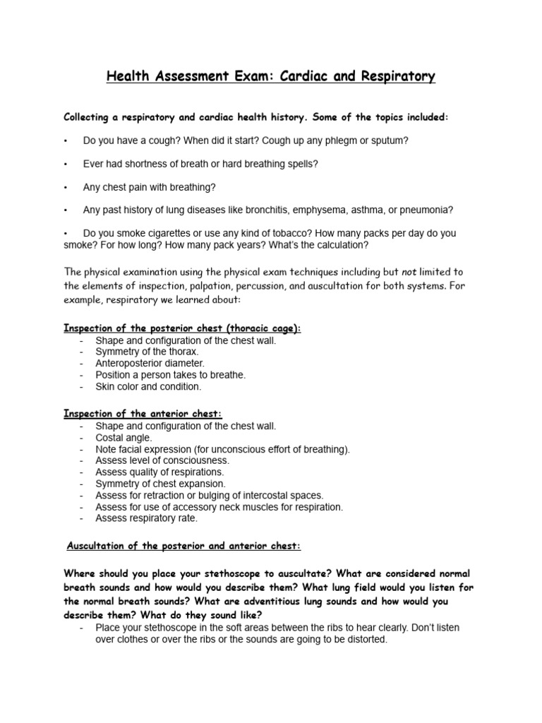 Cardiac and Respiratory Health Assessment | PDF | Heart | Respiratory Tract