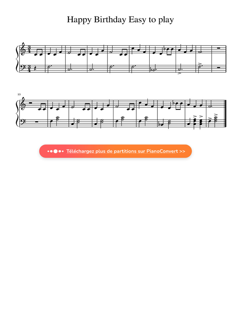 Joyeux Anniversaire Partition Facile | PDF