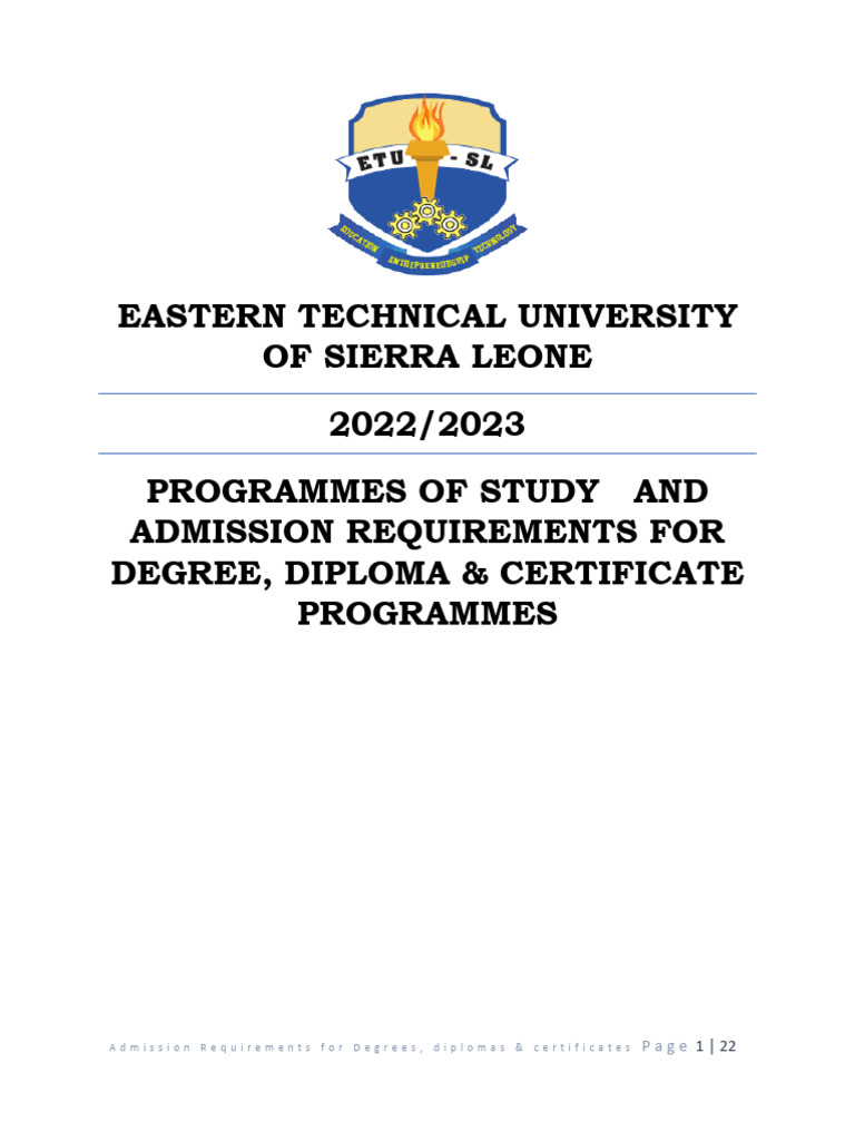 Etusl Specific Entry Requirements 2022-2023 Academic Year-2 | PDF | Academic Degree | University ...