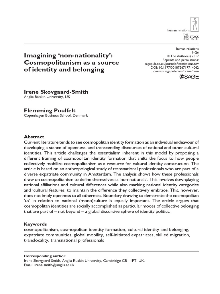 Cosmopolitan Identity | PDF | Cosmopolitanism | Identity (Social Science)