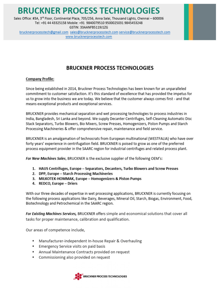 Bruckner Process Technologies Overview | PDF | Sewage Treatment