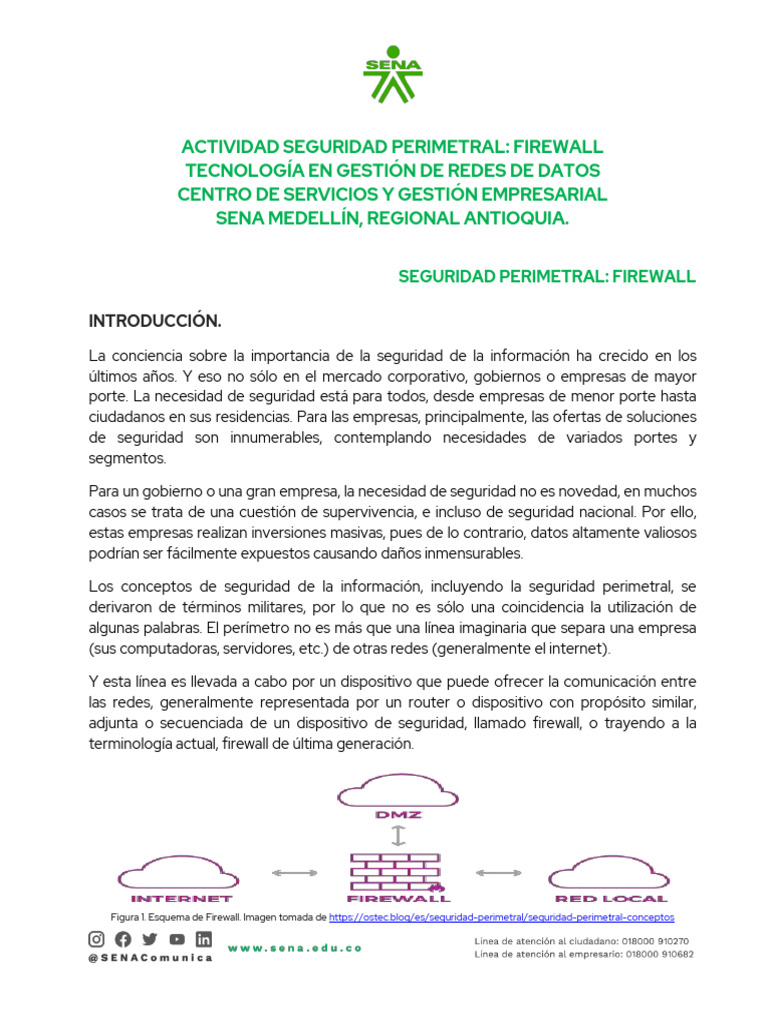 Actividad Seguridad Perimetral Firewall Pdf Cortafuegos