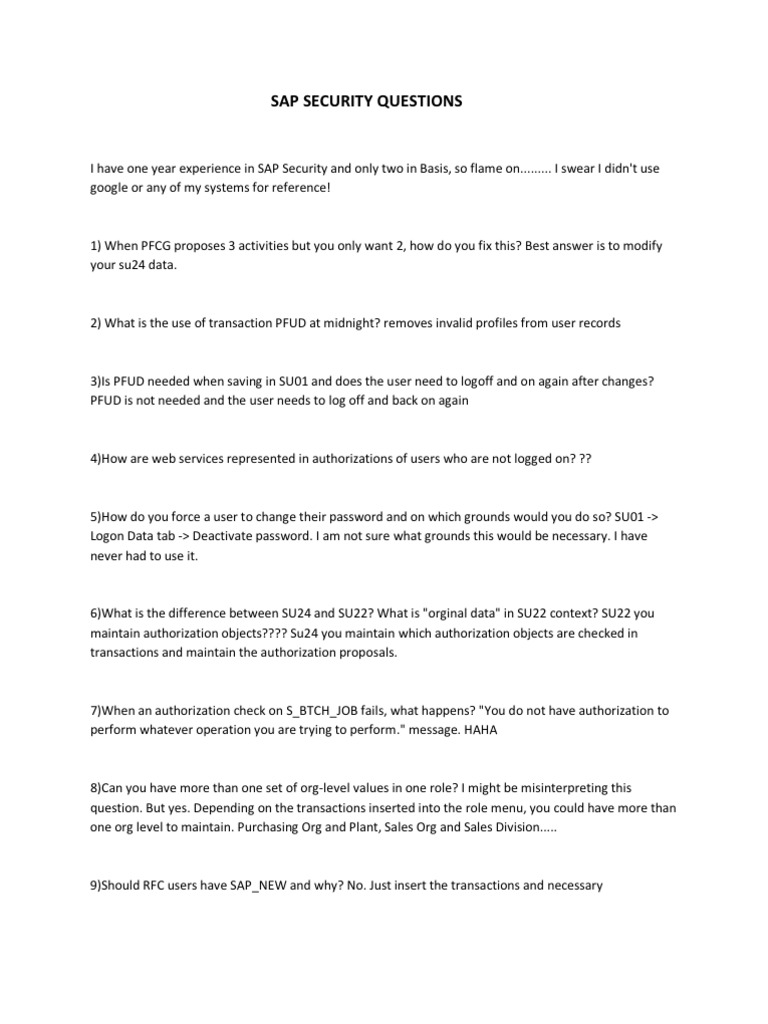 Sap Questions | PDF