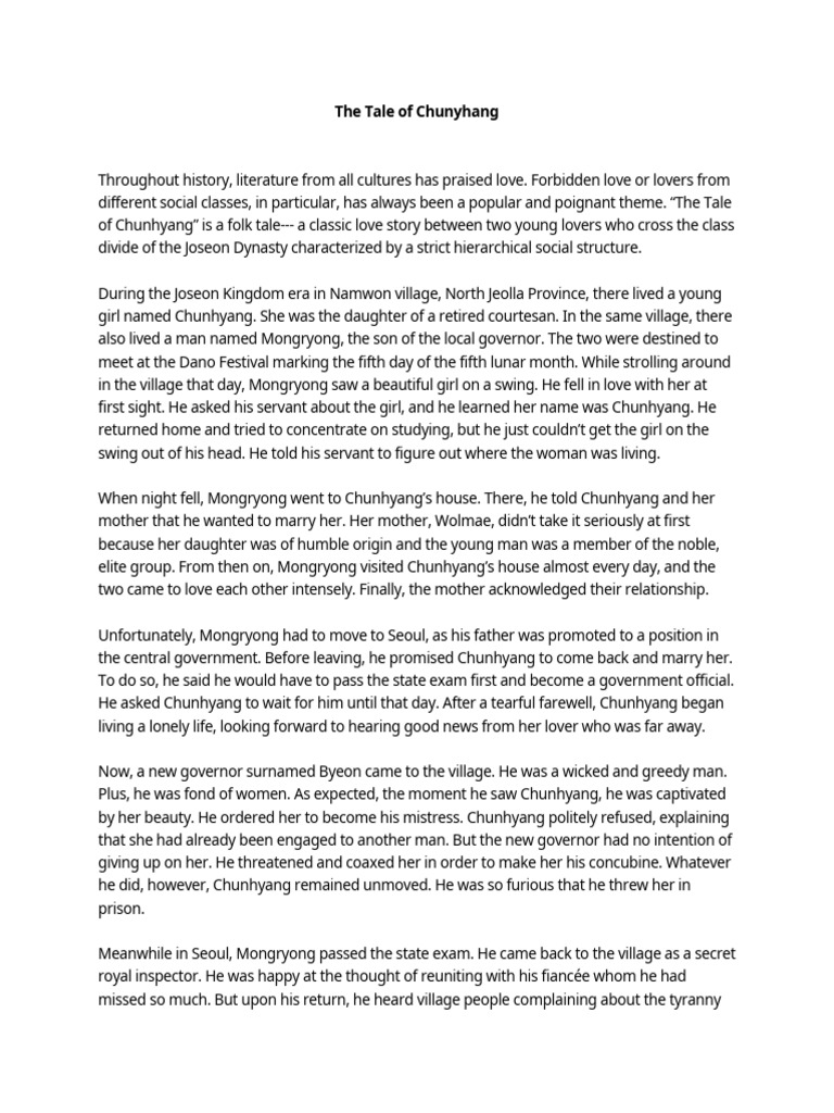 The Tale of Chunyhang | PDF