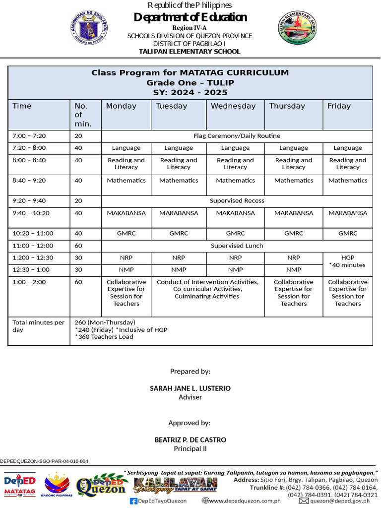 MATATAG-ClassProgram | PDF | Learning | Behavior Modification