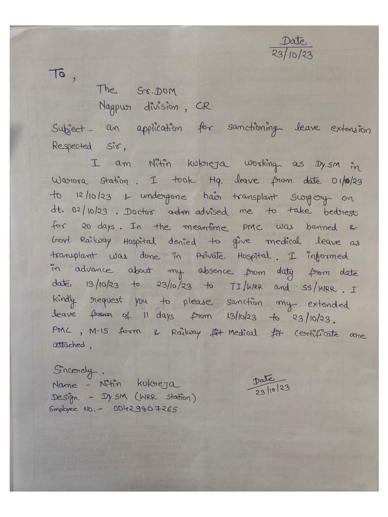 Leave Extension Application | PDF