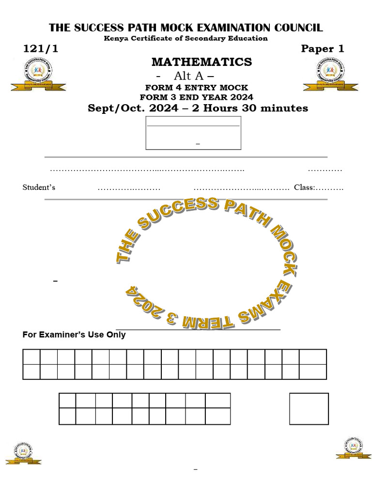 Form 3 maths pp1 t3 2024-1 (3) | PDF | Area | Triangle
