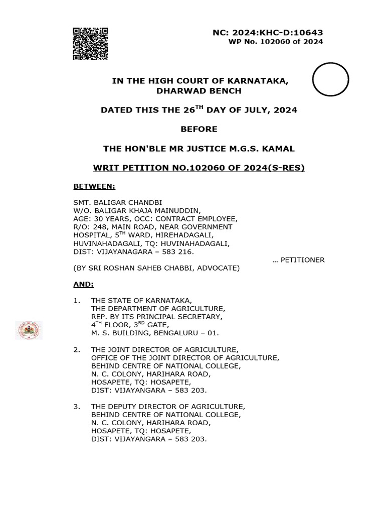 Baligar Chandbi Vs The State of Karnataka and Others. | PDF ...