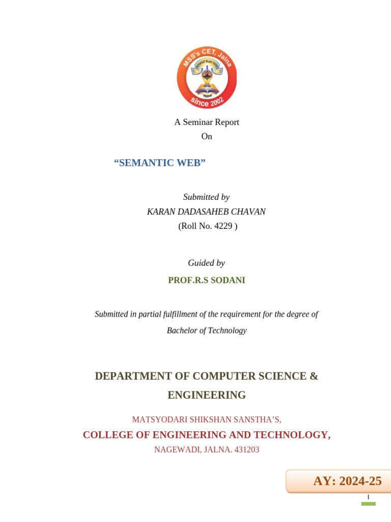 Karan Report 1 | PDF | Semantic Web | Resource Description Framework