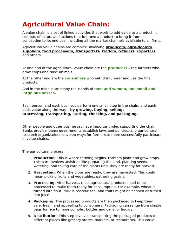 Agricultural Value Chain | PDF | Coffee | Agriculture