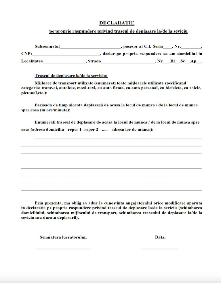 DECLARATIE DE TRASEU | PDF