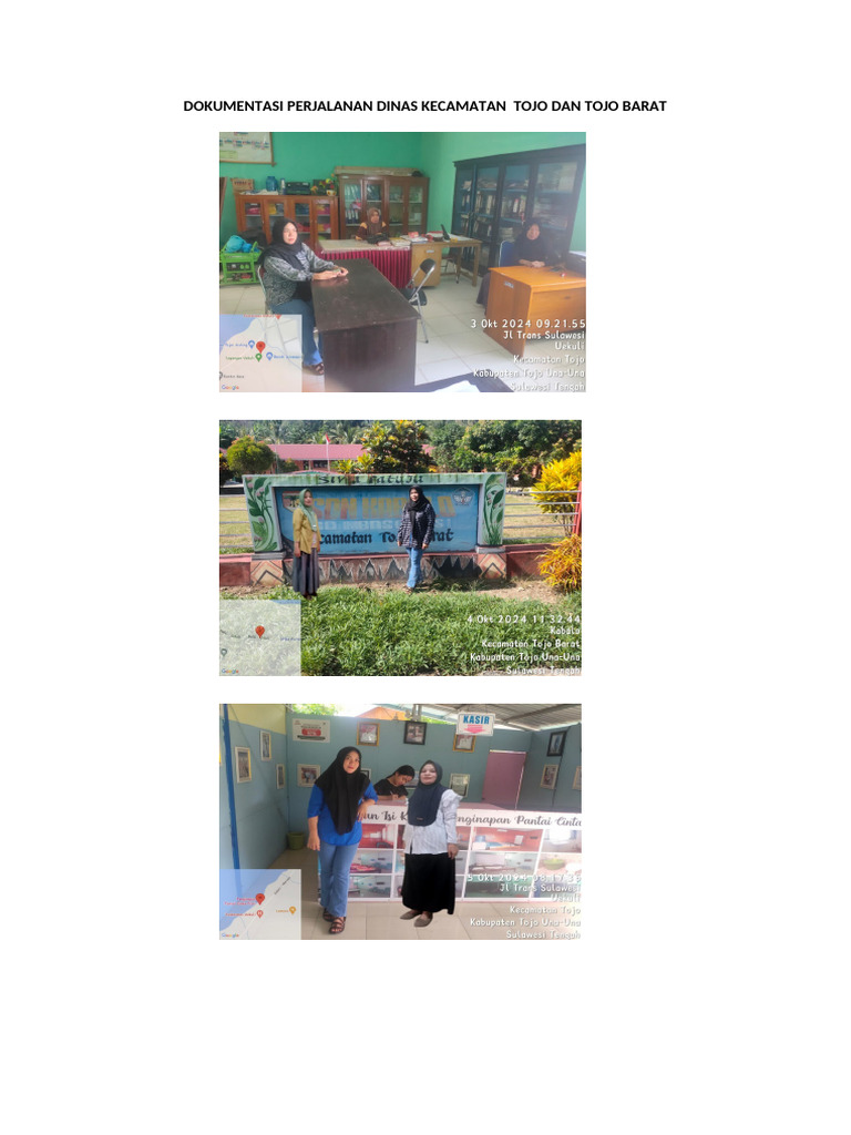 Dokumentasi Perjalanan Dinas Kecamatan Tojo Dan Tojo Barat | PDF