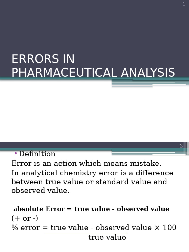 Errors in Pharmaceutical Analysis | PDF | Accuracy And Precision | Error