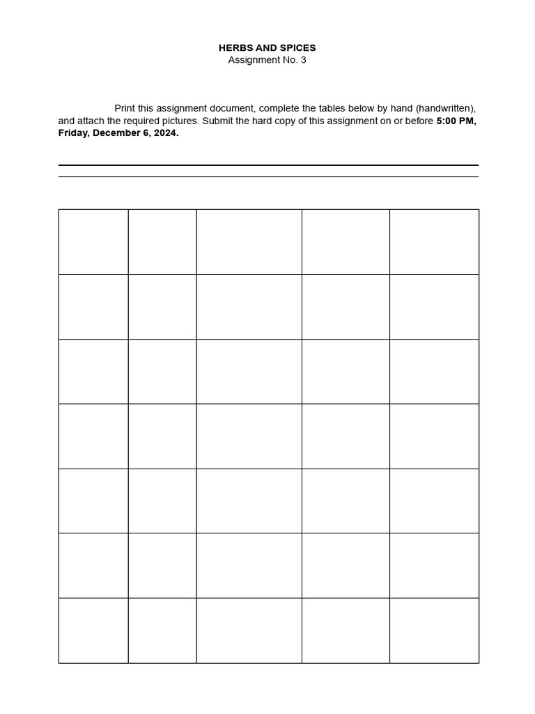 Assignment No. 3 Herbs and Spices | PDF