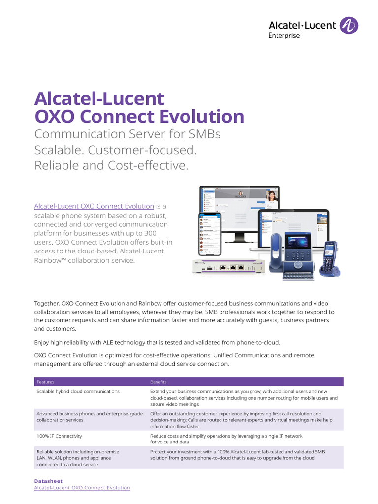 Oxo Connect Evolution Datasheet en | PDF | Session Initiation Protocol ...